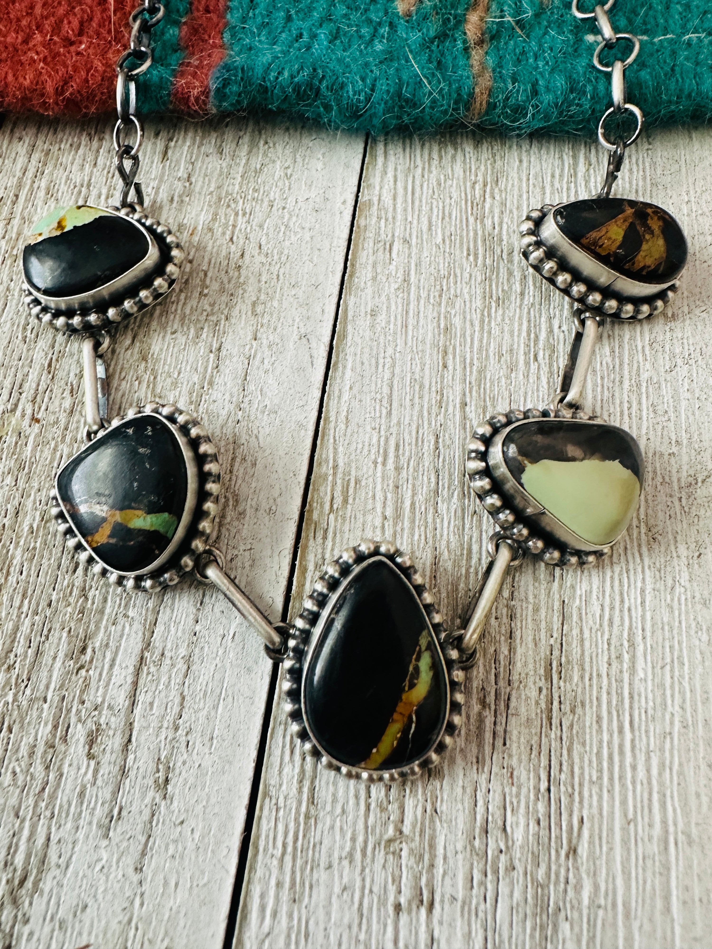 Navajo Blackjack Turquoise & Sterling Silver Necklace