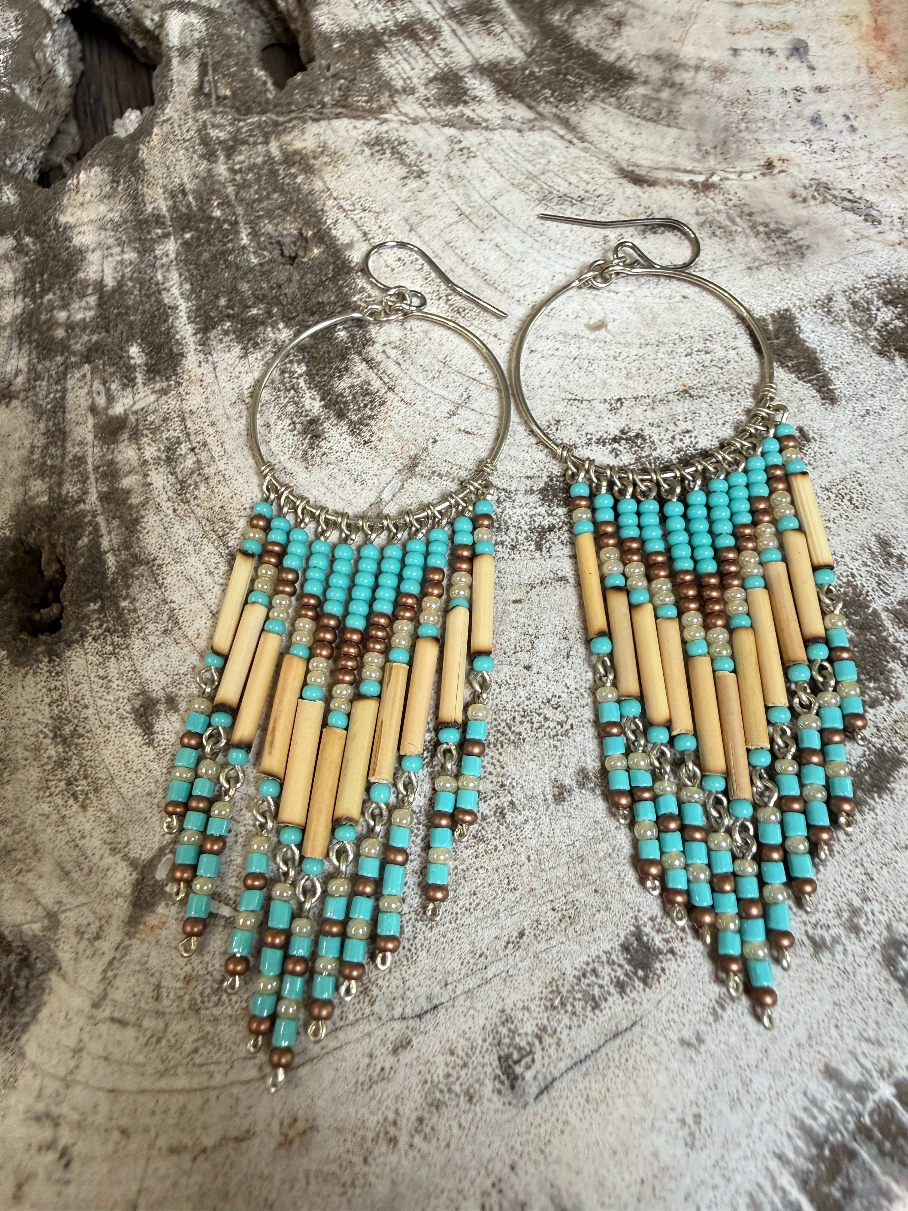 “The Golden Collection” Wild Whisper Hoops Handmade Multi Color Beaded