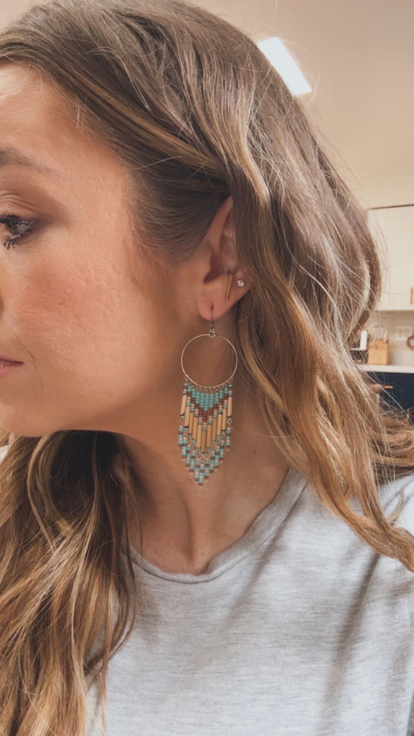 “The Golden Collection” Wild Whisper Hoops Handmade Multi Color Beaded