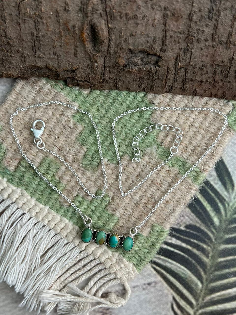 Handmade Sterling Silver Kingman Turquoise Necklace "Signed Nizhoni"