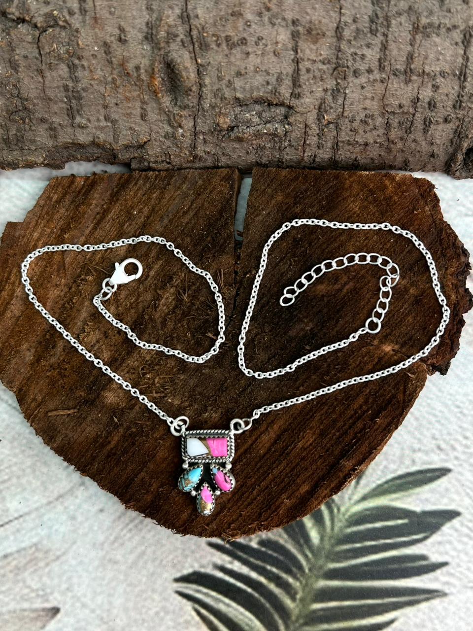 Handmade Sterling Silver Cotton Candy Necklace "Signed Nizhoni"