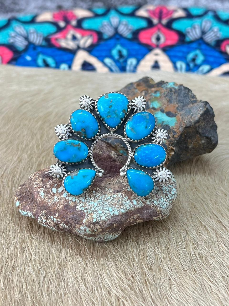 Handmade Sterling Silver Arizona Blue Turquoise Naja Adjustable Ring