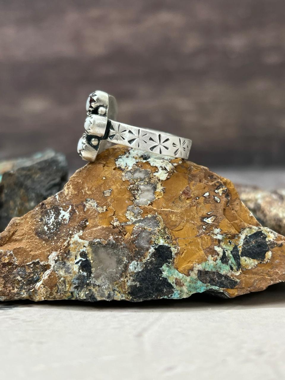 Handmade Sterling Silver Wildhorse Magnesite Adjustable Ring "Signed N