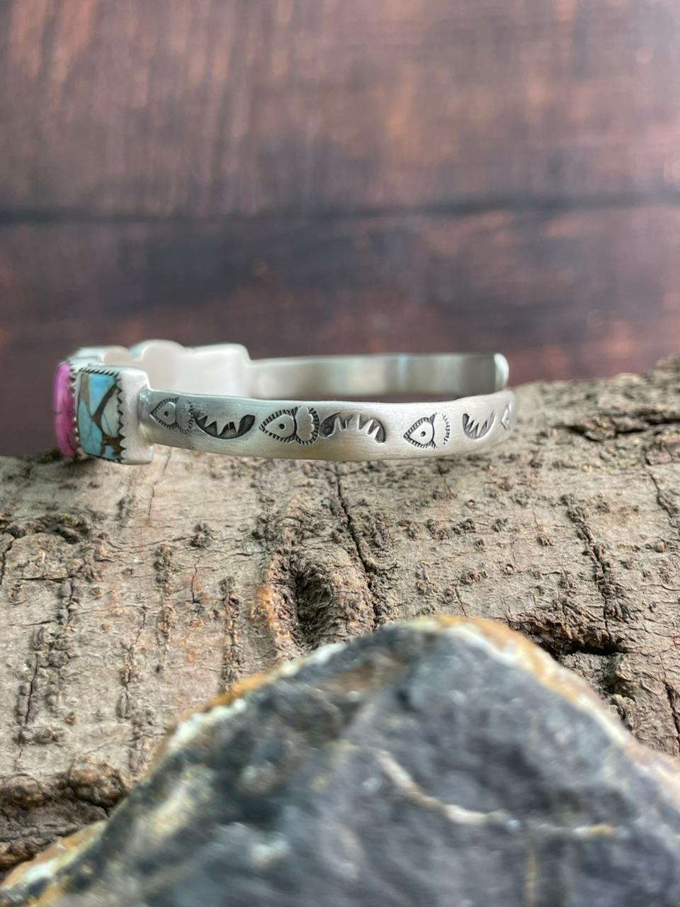 Handmade Sterling Silver Cotton Candy Cuff Bracelet "Signed Nizhoni"