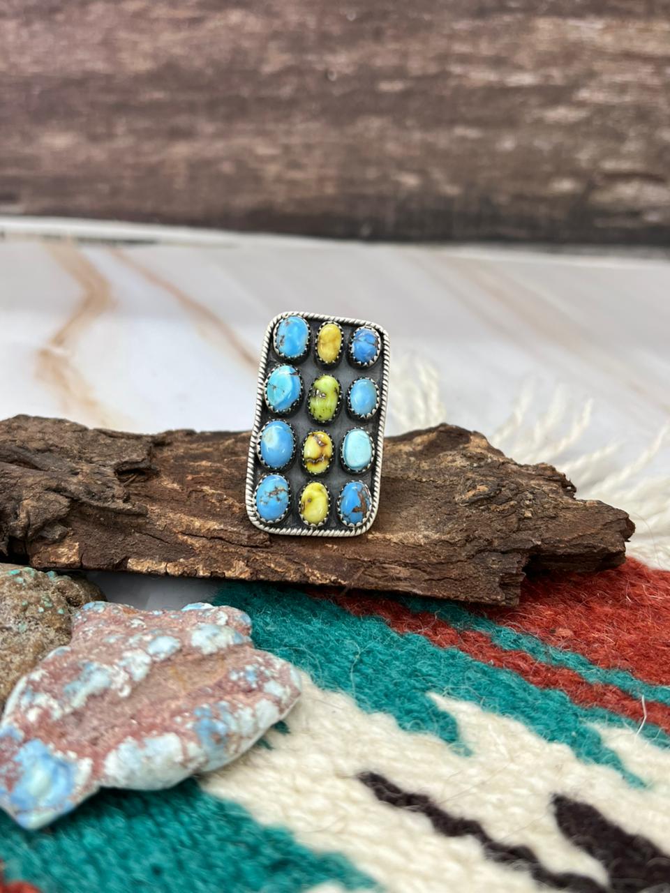 Handmade Sterling Silver Palomino with Golden Hills Turquoise Adjustab