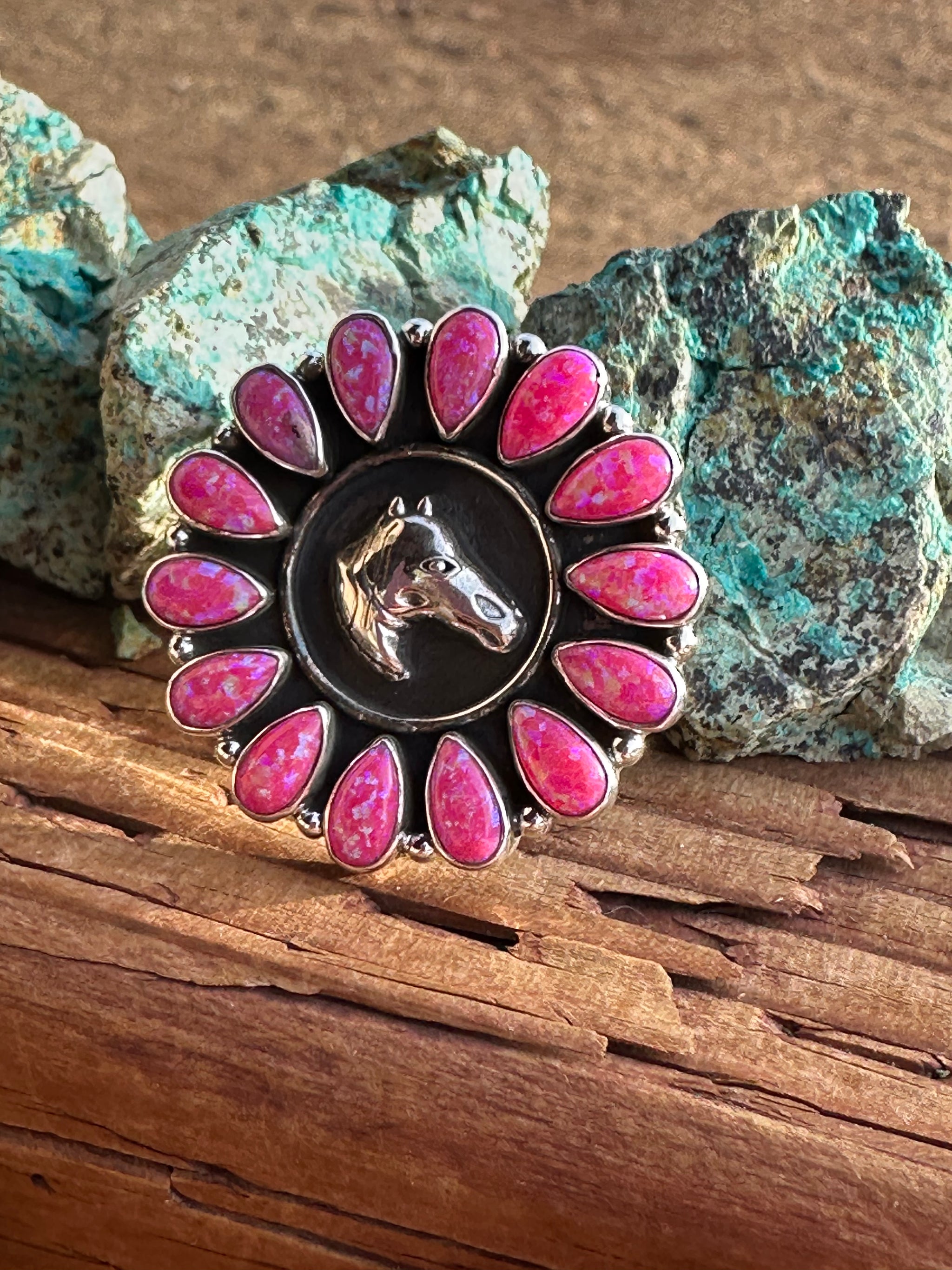Beautiful Handmade Hot Pink Fire Opal And Sterling Silver Adjustable H