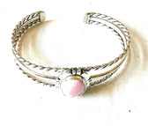 Handcrafted Queen Pink Conch Shell & Sterling Silver Cuff Bracelet