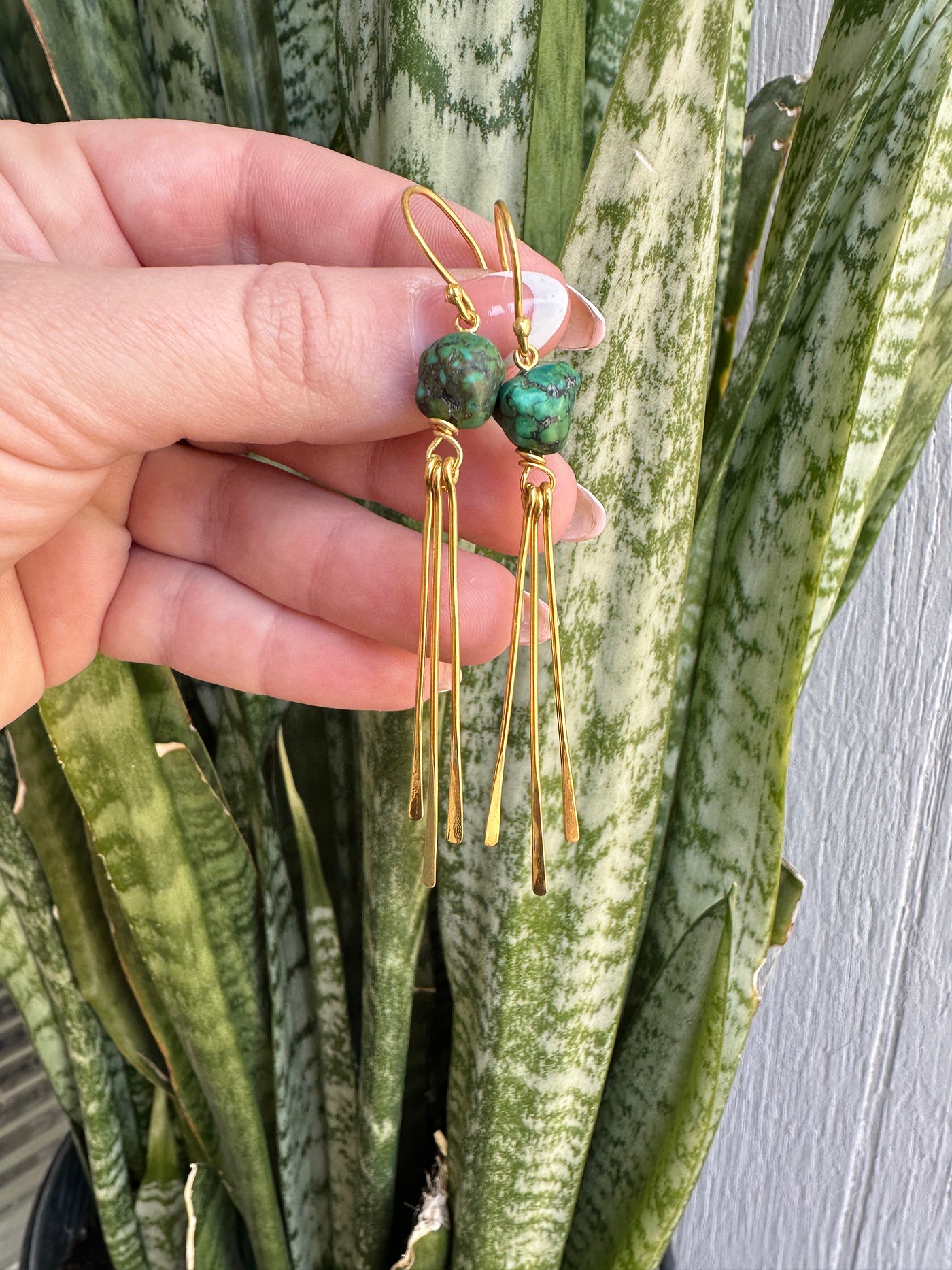 “The Golden Collection” Western Fringe Turquoise & Gold Plated Sterlin