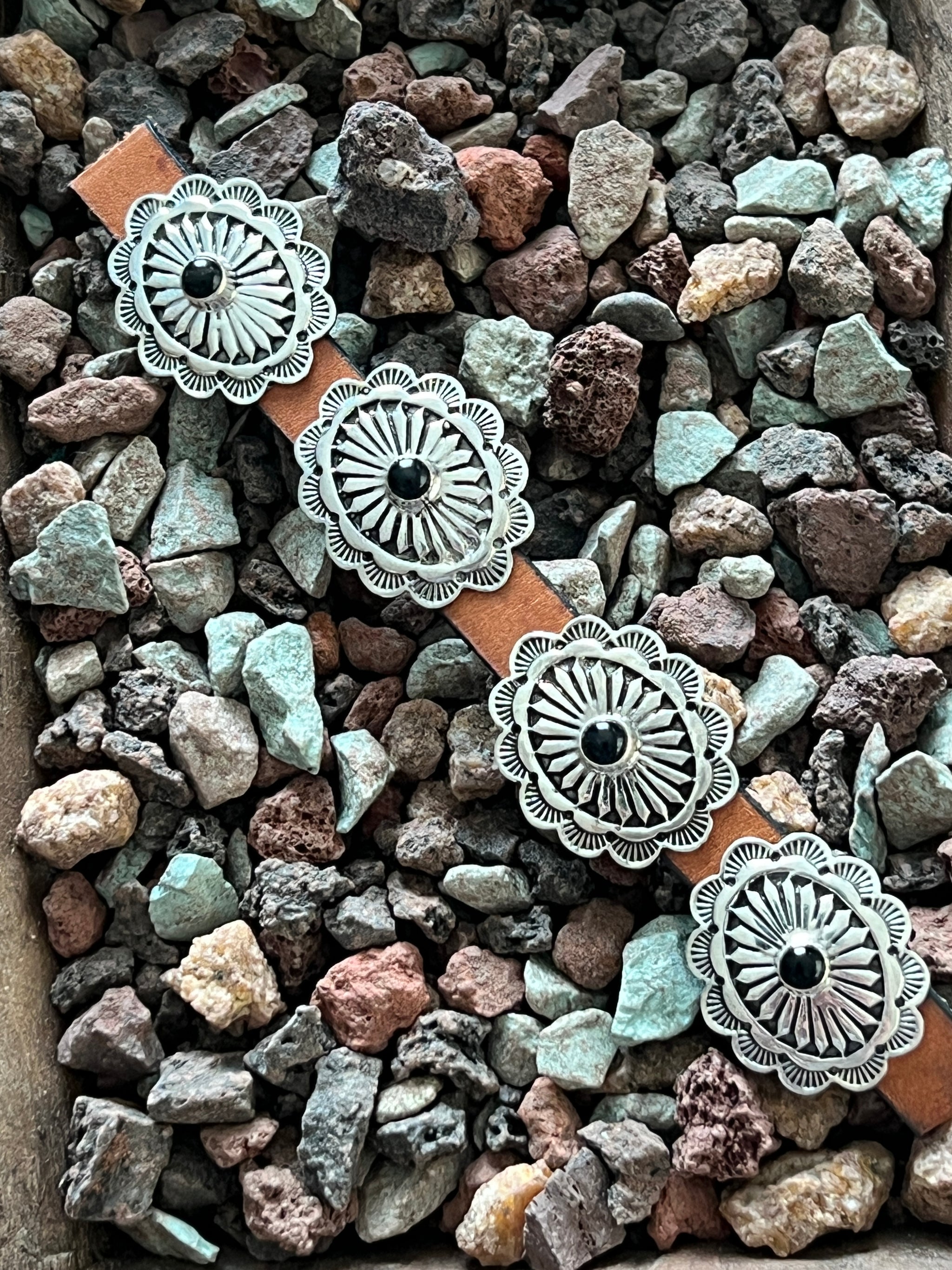 Sterling Silver and Onyx Traditional Style Concho Slide