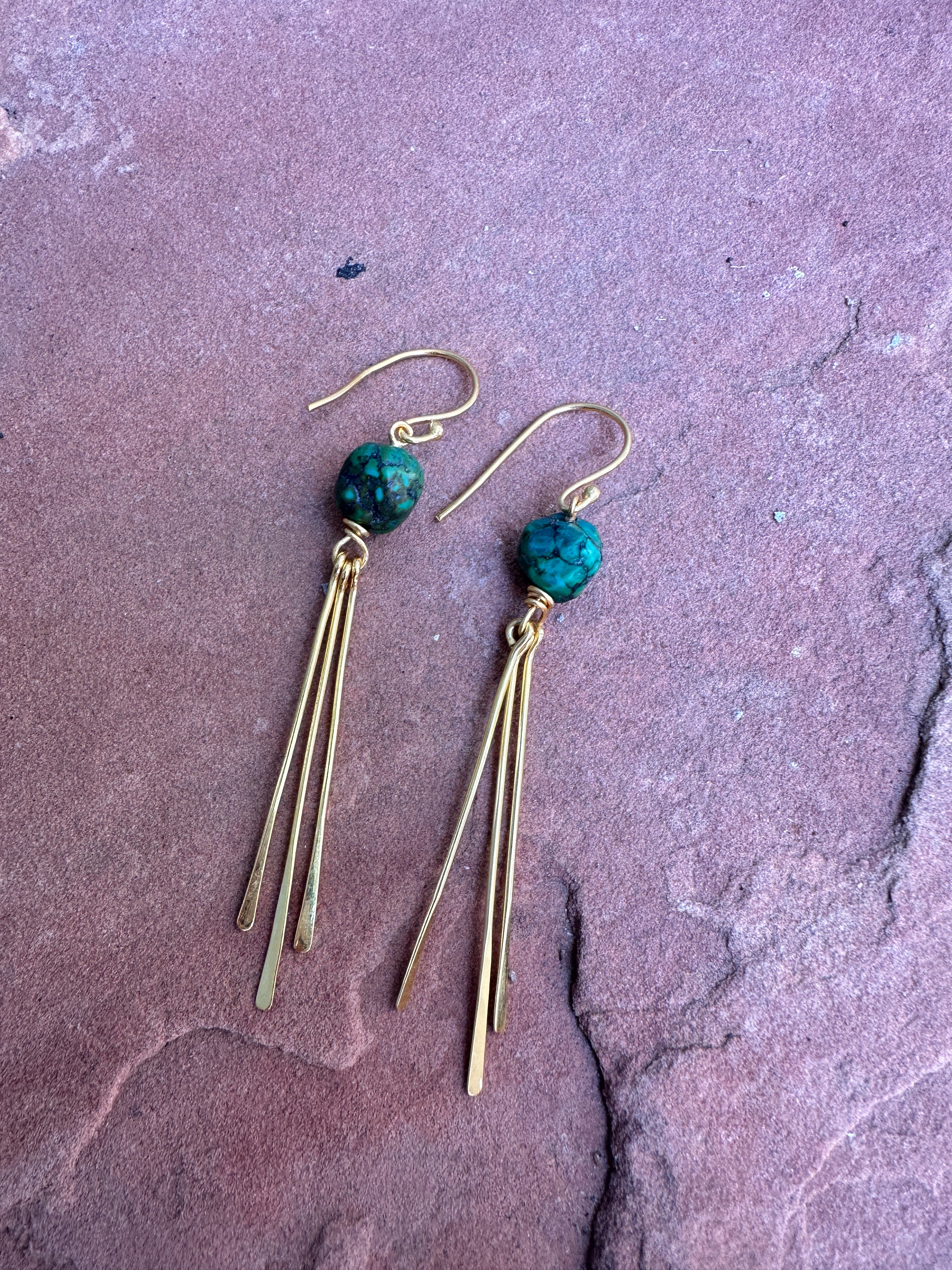 “The Golden Collection” Western Fringe Turquoise & Gold Plated Sterlin