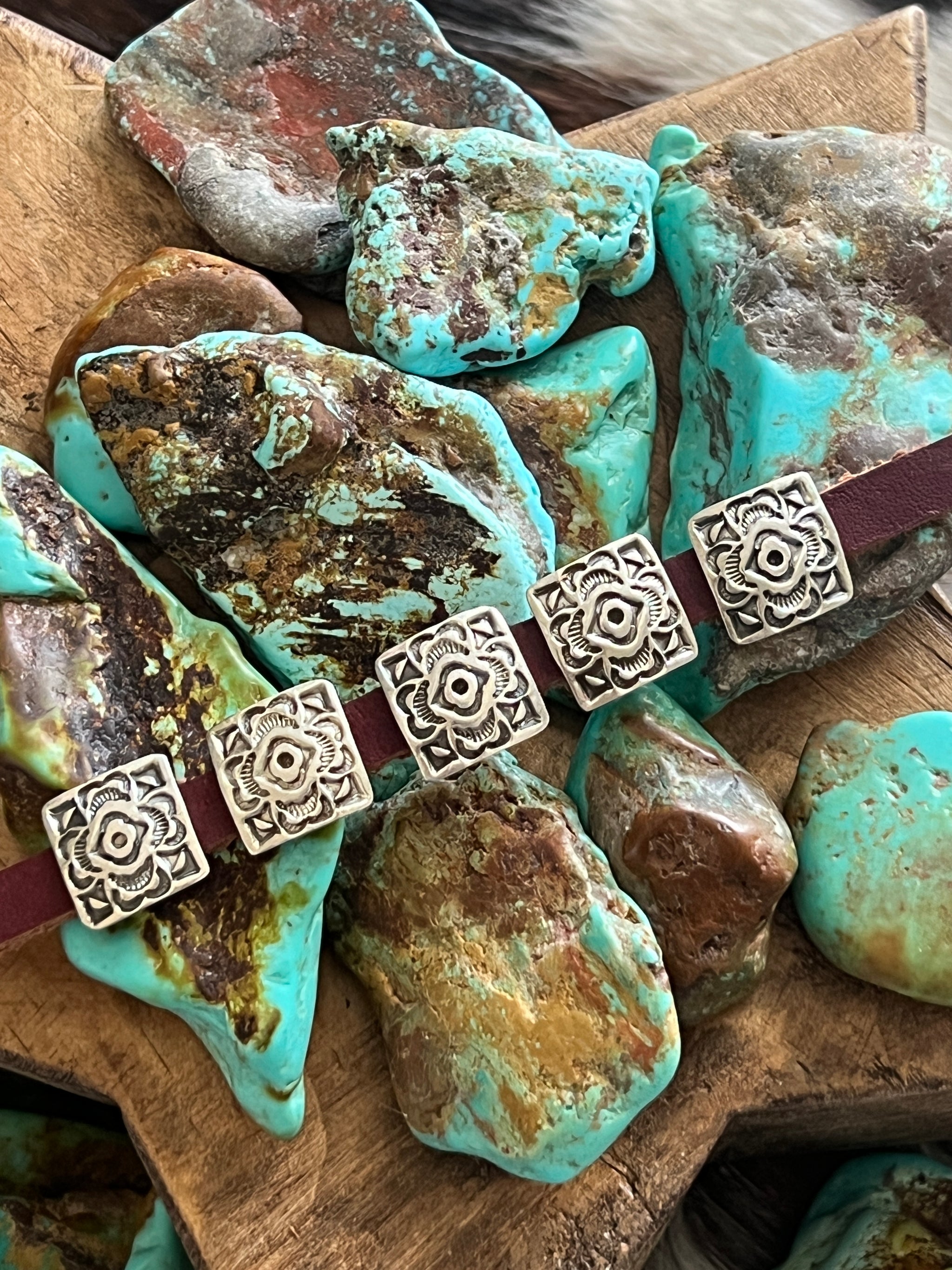 Sterling Silver Mini Concho Slide, Lucky