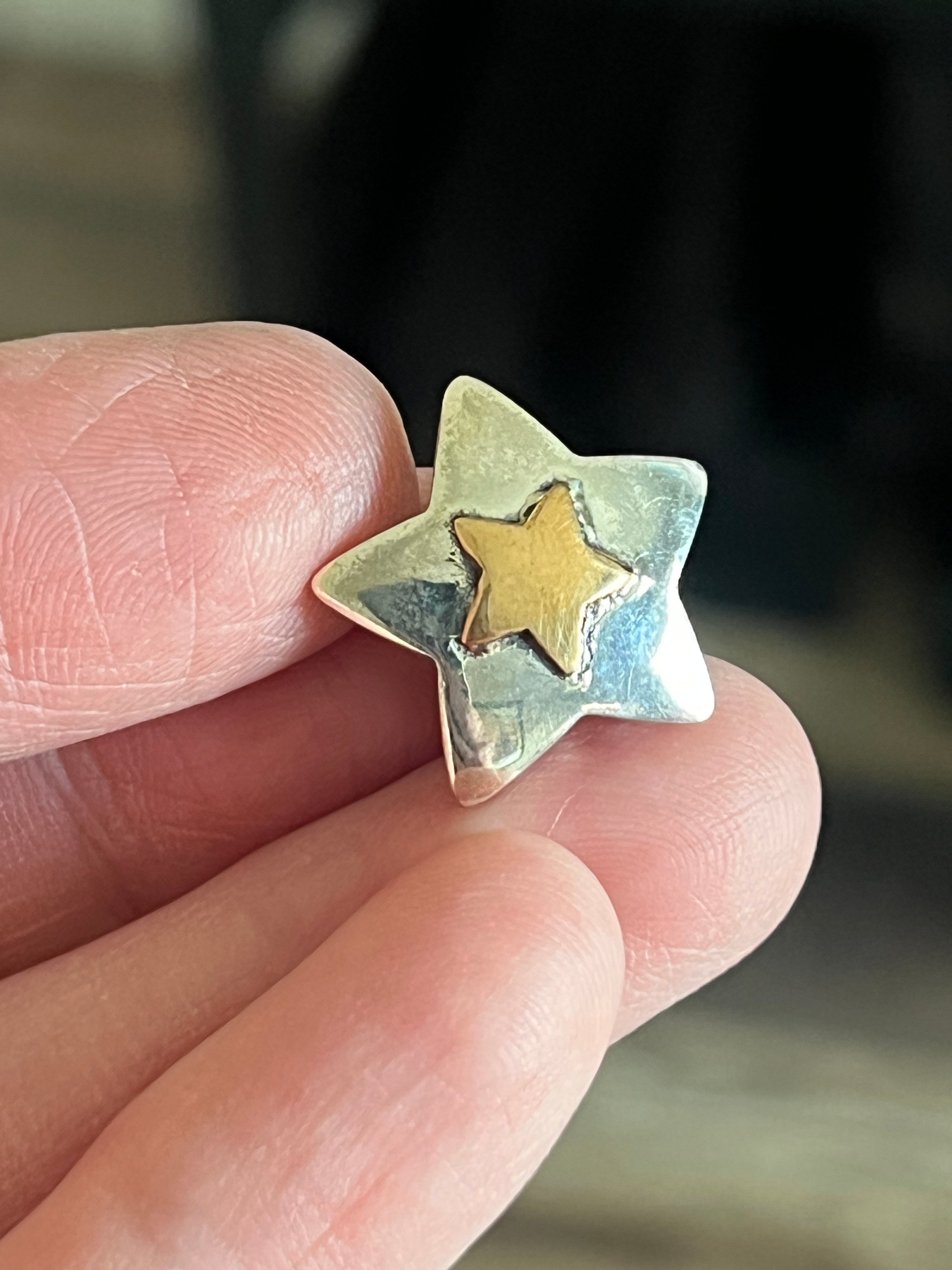 Sterling Silver and Brass Concho Slide, Shooting Star