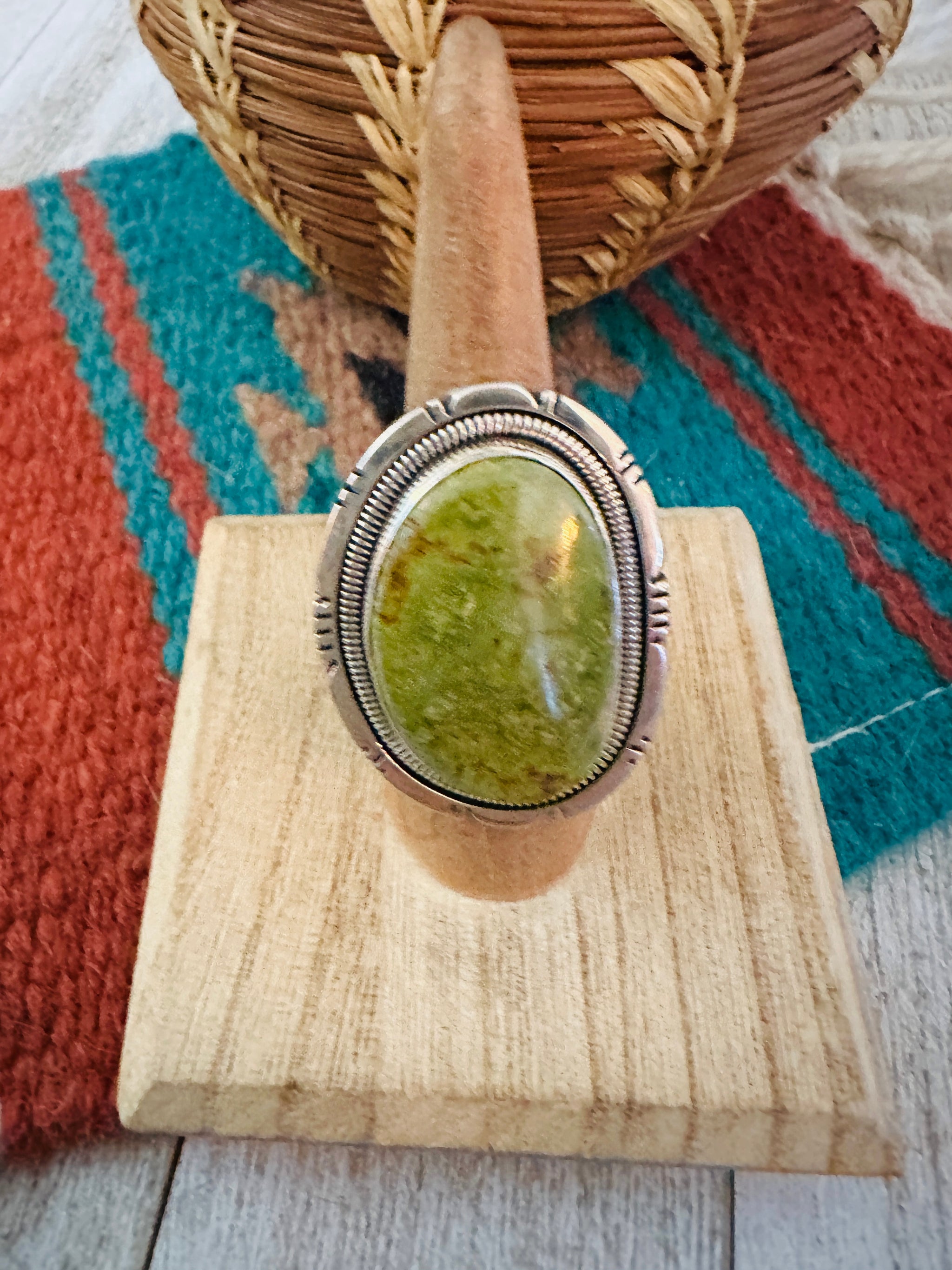 Navajo Royston Turquoise & Sterling Silver Ring Size 6.25 by Wydell Bi