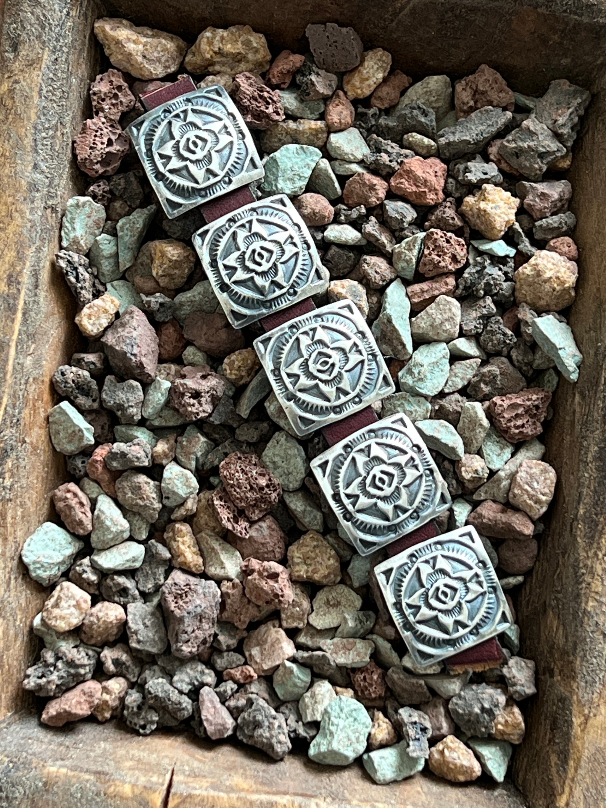 Sterling Silver Concho Slide, The Cactus Flower