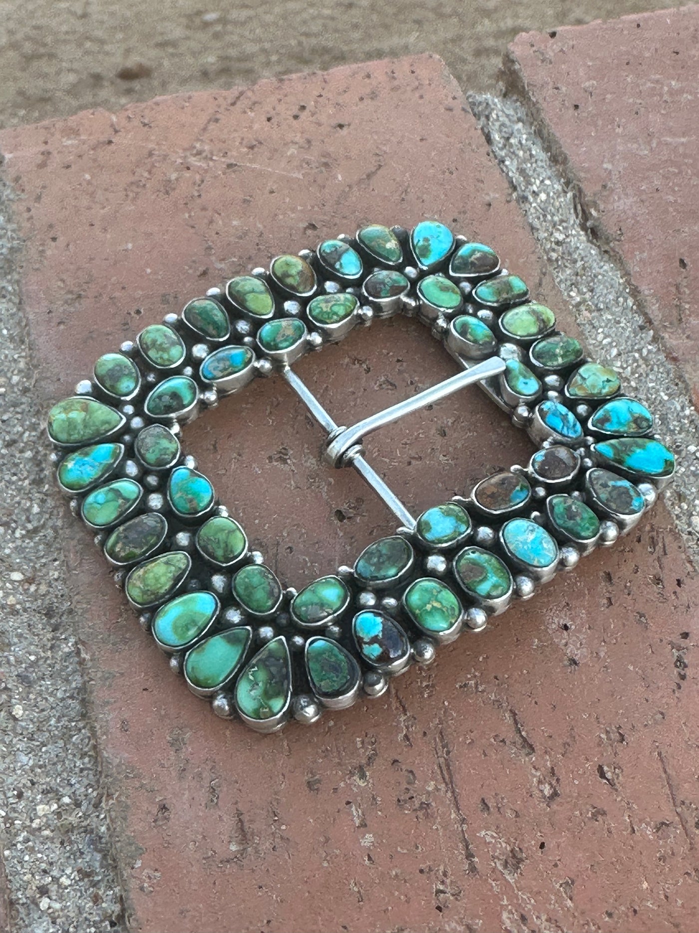 Handcrafted Turquoise & Sterling Silver Belt Buckle by Charles Johnson