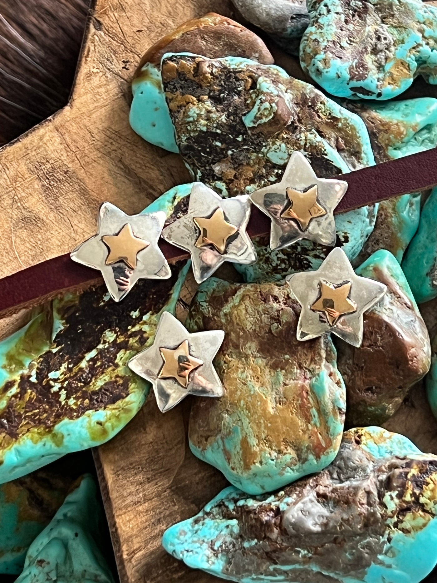 Sterling Silver and Brass Concho Slide, Shooting Star