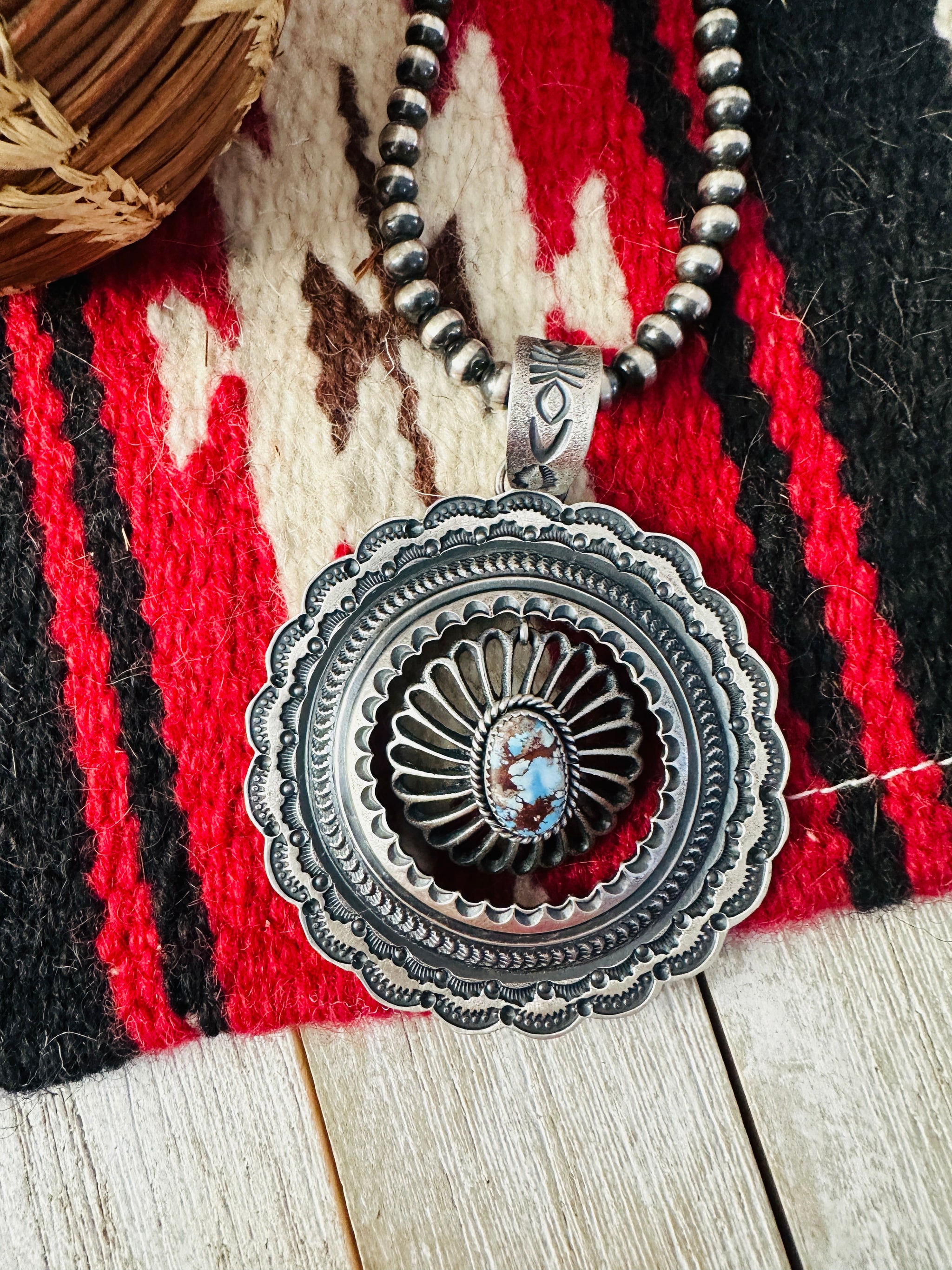 Handcrafted Sterling Silver & Golden Hills Turquoise Pendant by Kevin