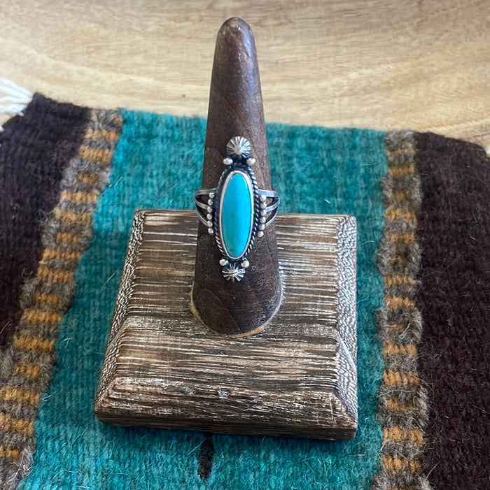Handcrafted Single Stone Oval Turquoise Sterling Silver Ring